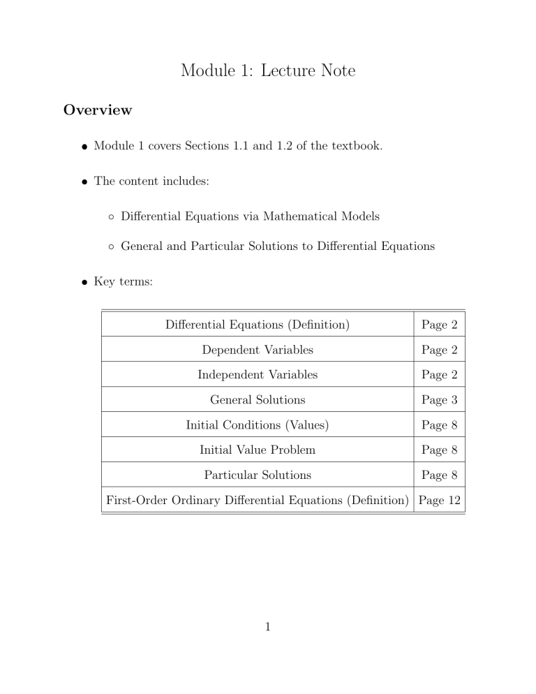 Intro to Differential Equations Lecture Notes