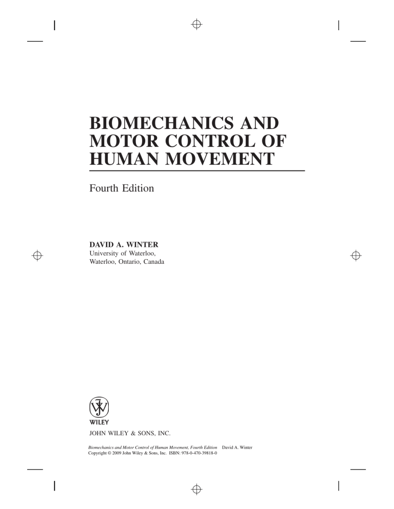 Biomechanics and Motor Control of Human Movement Textbook
