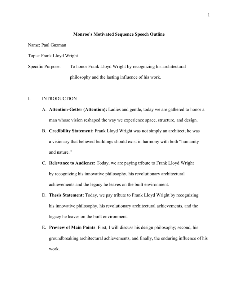 Frank Lloyd Wright Speech Outline