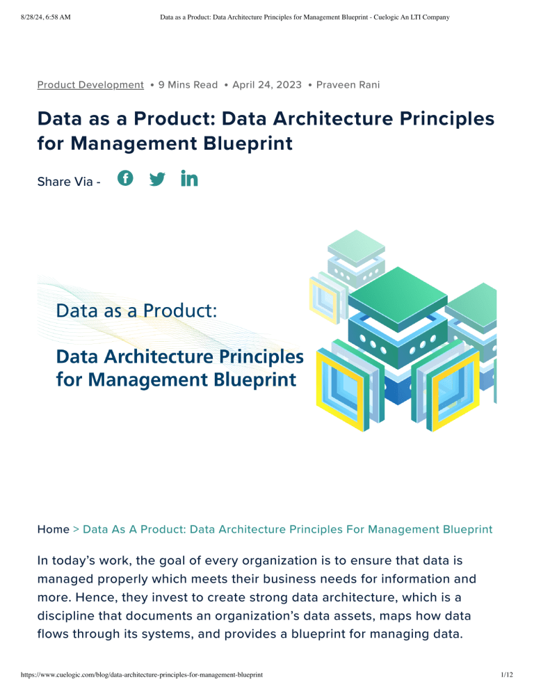 Data Architecture Principles for Management Blueprint