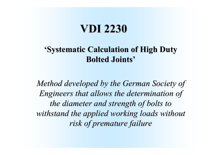 VDI 2230 Bolted Joints Calculation Guide