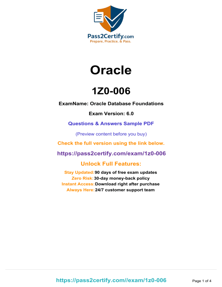 Oracle 1Z0-006 Sample Questions