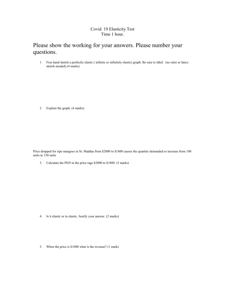 Covid 19 Elasticity Test: Microeconomics Questions