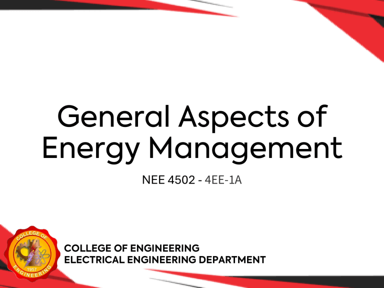 General Aspects of Energy Management - College Course