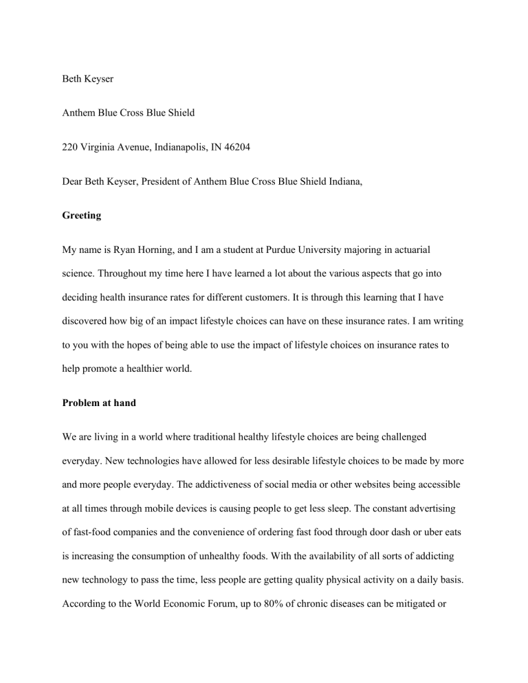 Lifestyle Impact on Insurance Rates Proposal