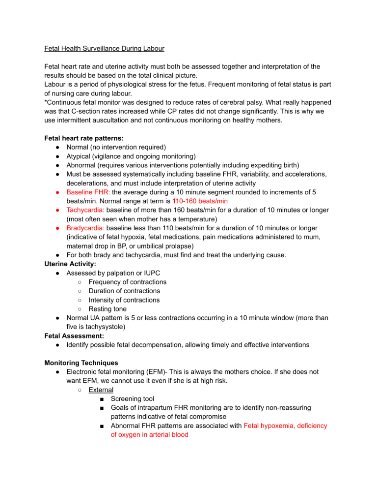 Fetal Health Surveillance in Labour Guide
