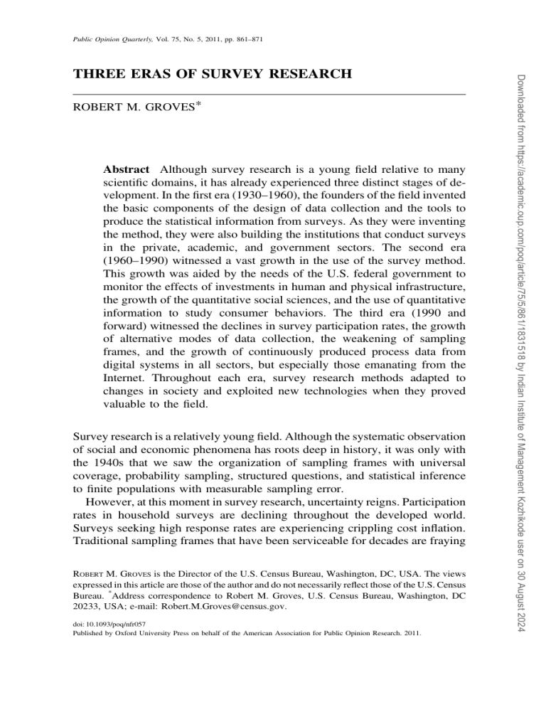 Three Eras of Survey Research: Groves