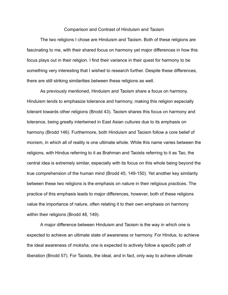 Hinduism and Taoism: A Comparative Analysis