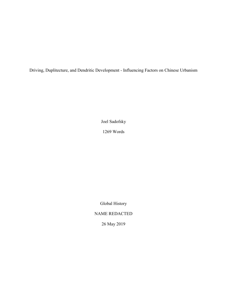 Chinese Urbanism & Urban Sprawl Analysis