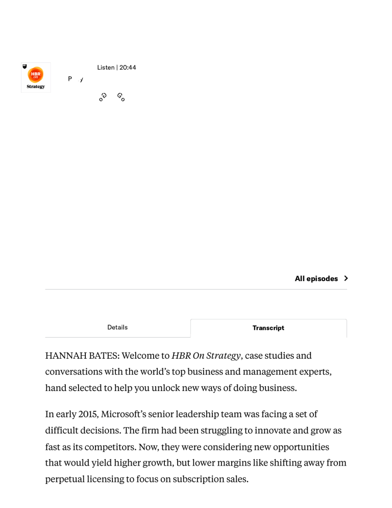 Microsoft's Transformation HBR Case Study