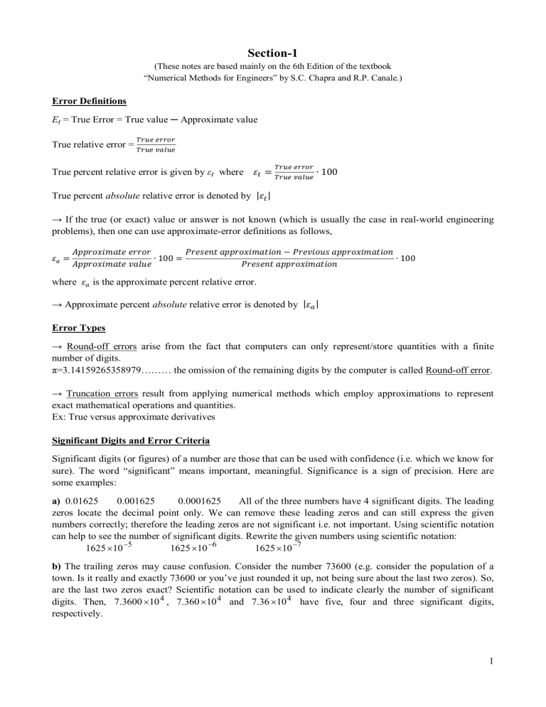 Numerical Methods: Error & Taylor Series