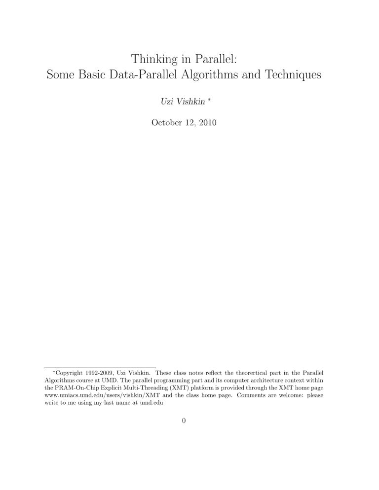 Parallel Algorithms Lecture Notes