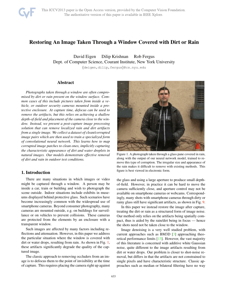 Image Restoration: Removing Rain & Dirt