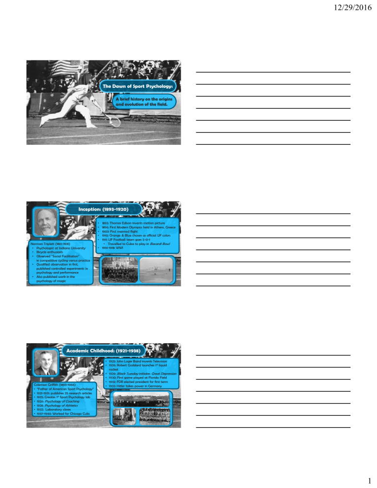 The Dawn of Sport Psychology: History and Evolution