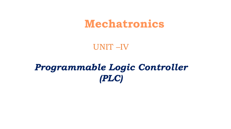 Mechatronics PLC Course Notes