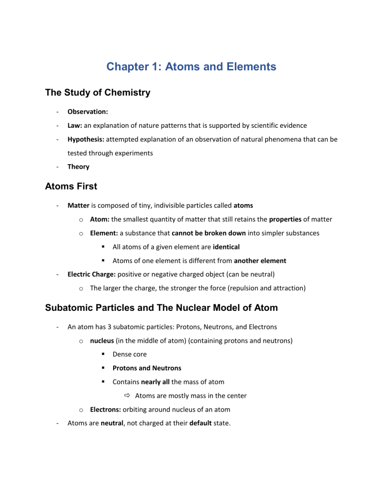 General Chemistry Study Notes: Atoms to Thermodynamics
