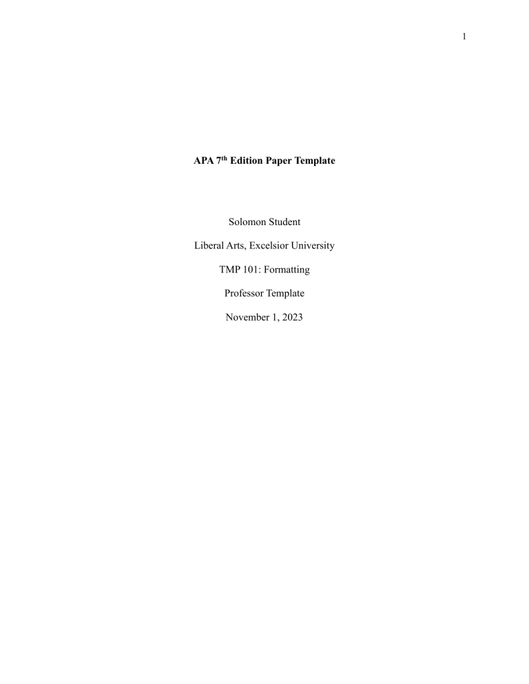 APA 7th Edition Paper Template Guide