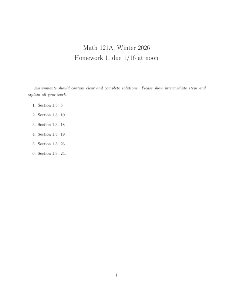 Math 121A Homework 1