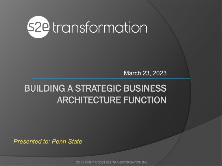 Building a Strategic Business Architecture Function