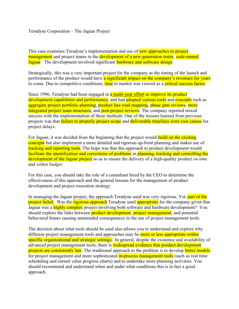 Teradyne Jaguar Project Case Study