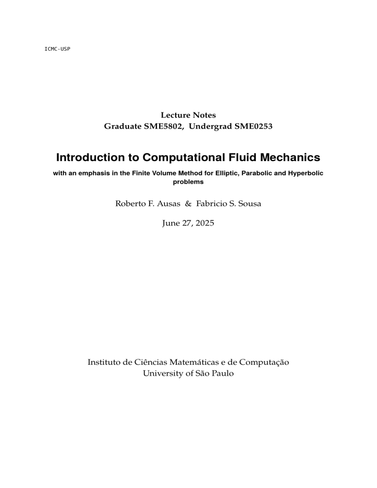 Computational Fluid Mechanics Lecture Notes FVM