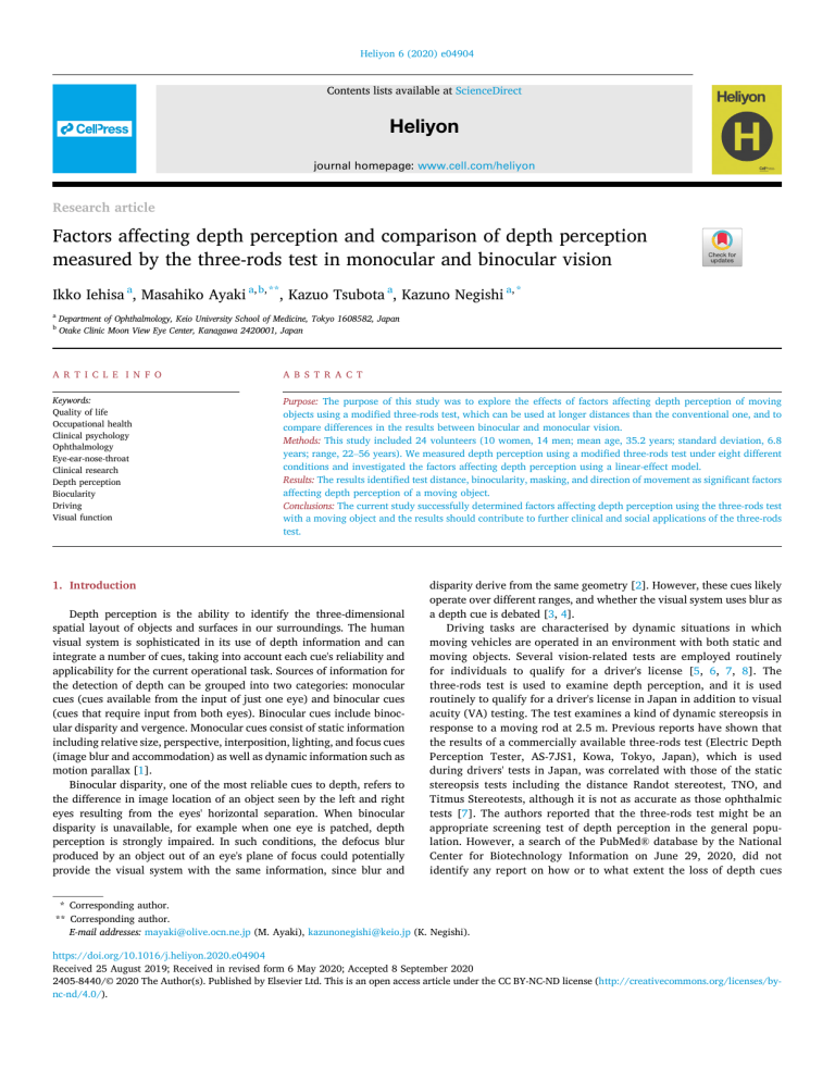 Factors Affecting Depth Perception Study
