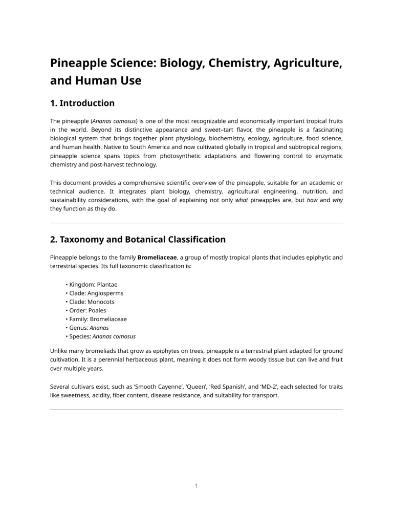 Pineapple Science: Biology, Chemistry, and Agriculture