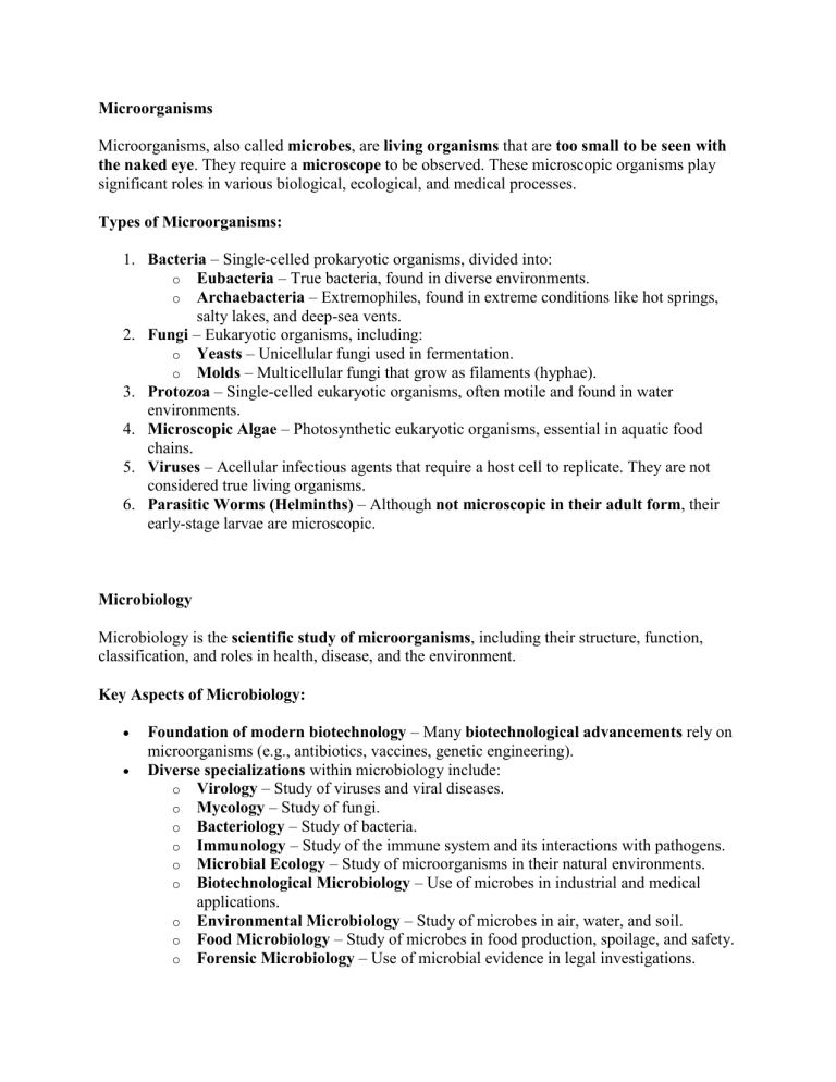 Introduction to Microbiology and Microorganisms