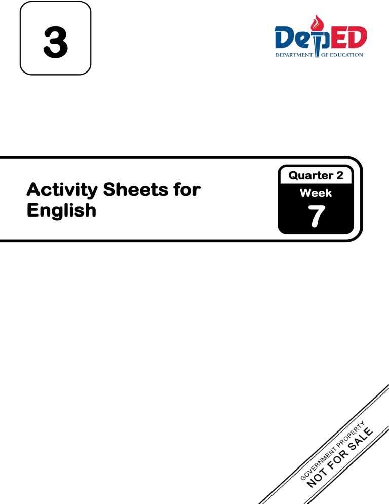 Grade 3 English Activity Sheets Q2 W7