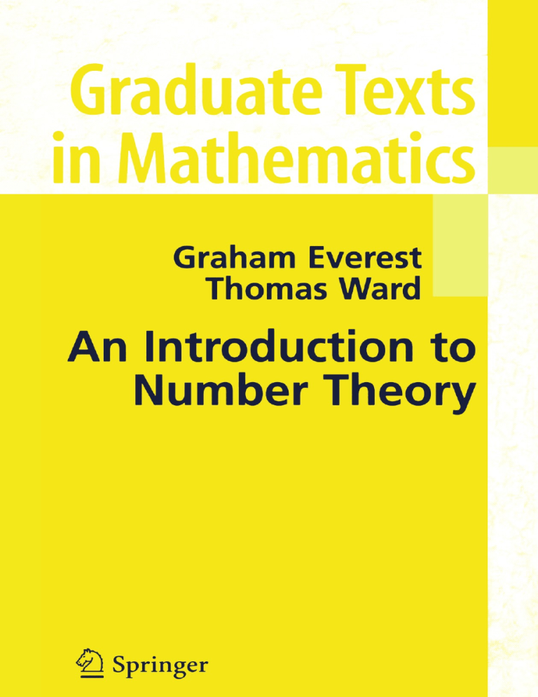 An Introduction to Number Theory - Graduate Texts in Mathematics