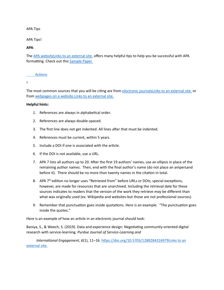 APA Formatting Tips & Guide