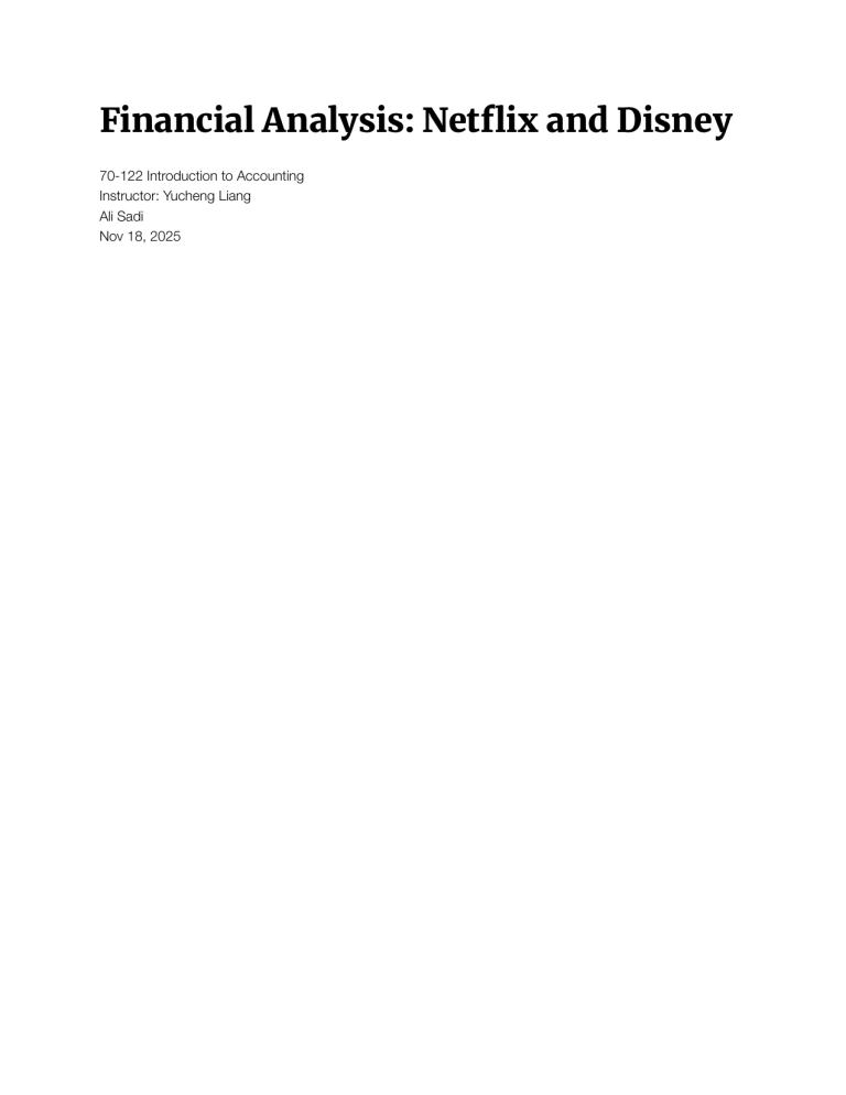 Financial Analysis: Netflix vs Disney - Accounting Case Study
