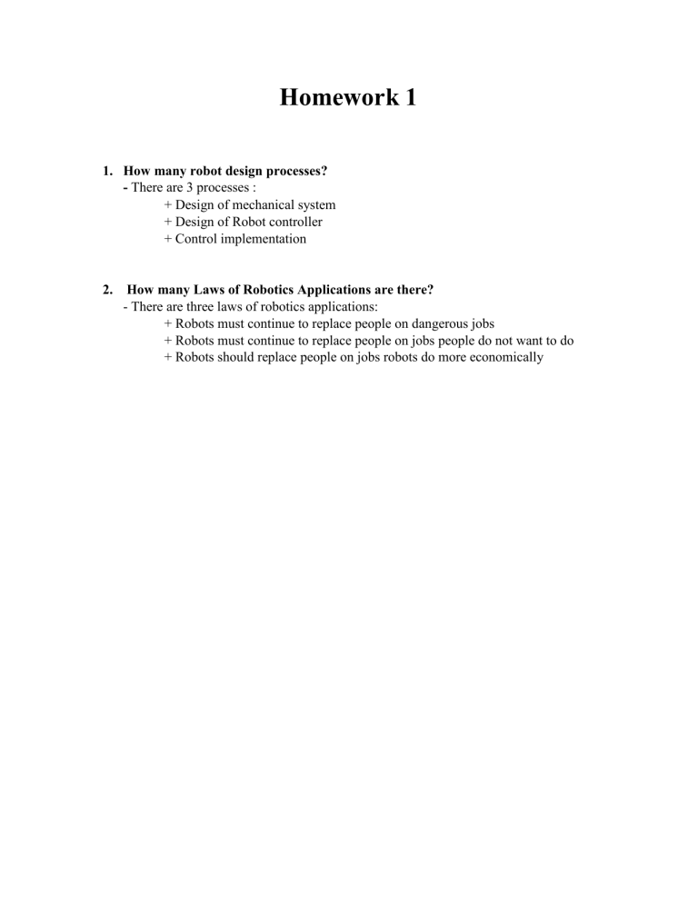 Robotics Homework: Design Process and Applications