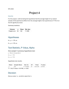Project 4: Superhero Height Hypothesis Test