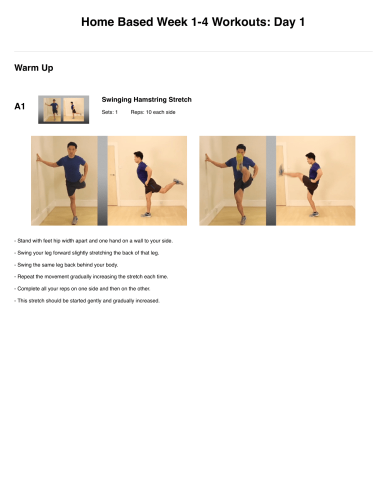 Home-Based Week 1-4 Workouts: Day 1 Guide