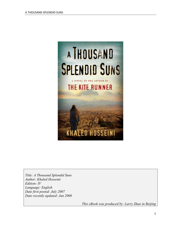 A Thousand Splendid Suns by Khaled Hosseini