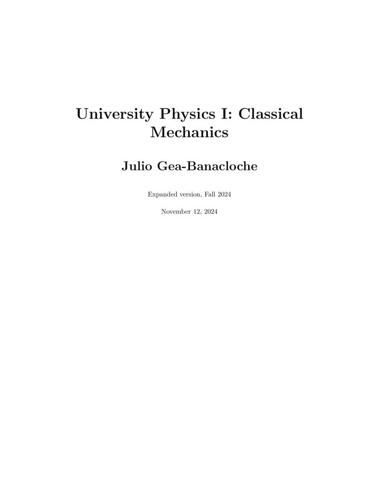 University Physics I: Classical Mechanics - Open Textbook