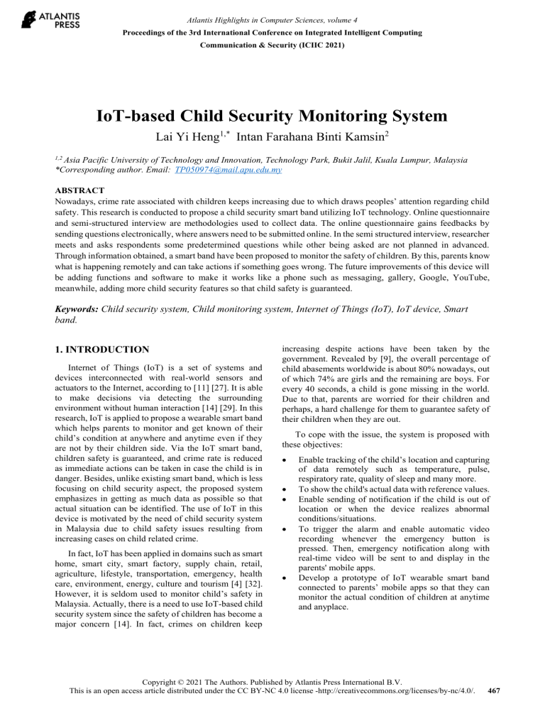 IoT-Based Child Security Monitoring System Research