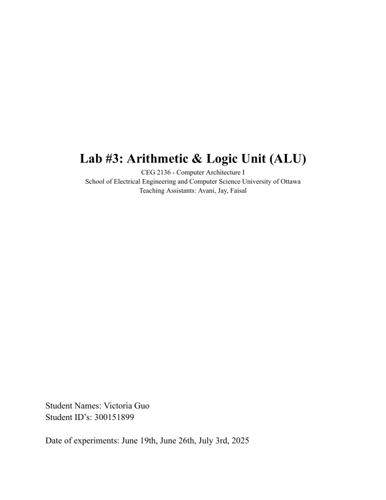 4-Bit ALU Design Lab Report