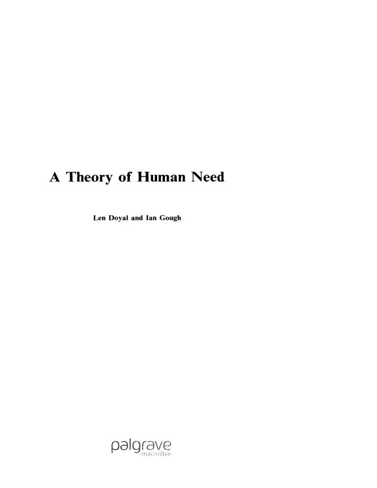 A Theory of Human Need by Doyal & Gough