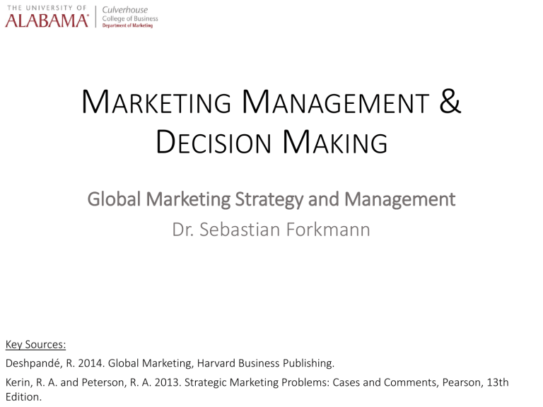 Global Marketing Strategy Lecture Notes: Entry Modes & Decisions