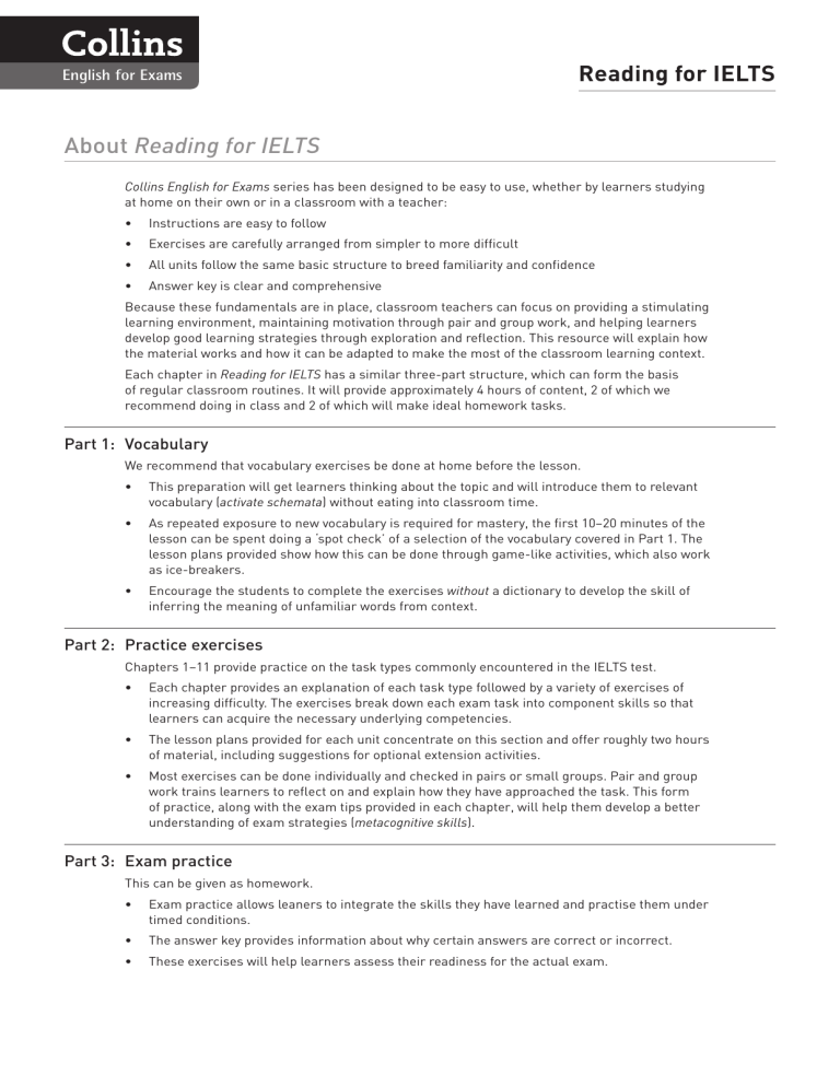 Reading for IELTS: Teacher's Guide and Lesson Plans