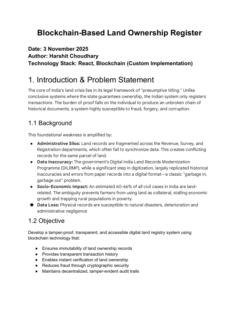 Blockchain Land Registry Project Report