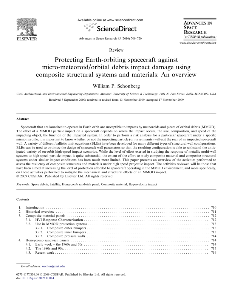 Spacecraft Protection Against MMOD Impact: Composite Materials Overview