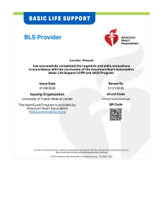 BLS Provider Certification - Aswany J.S.