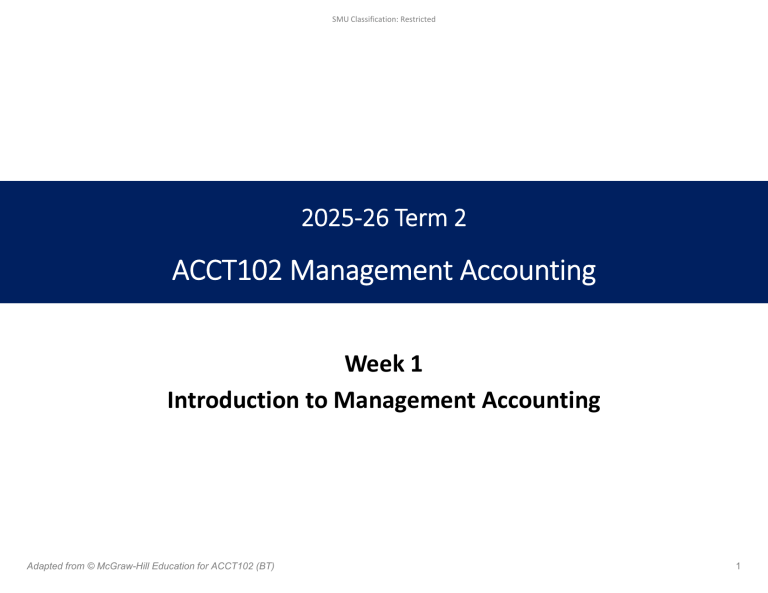 Introduction to Management Accounting ACCT102