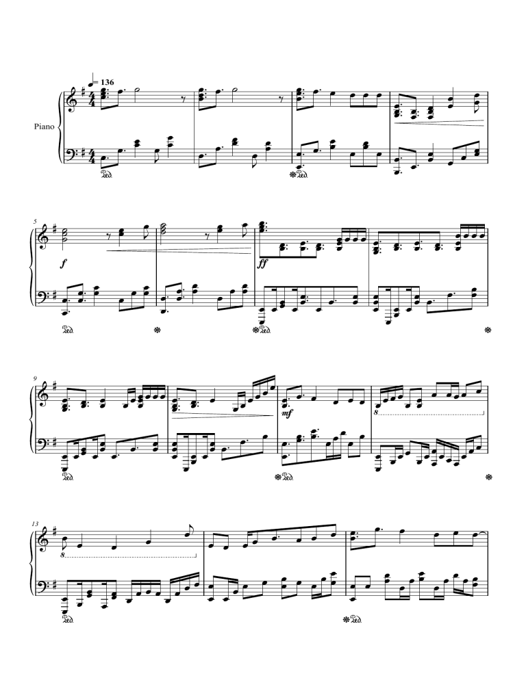 Piano Sheet Music with Notation and Measures