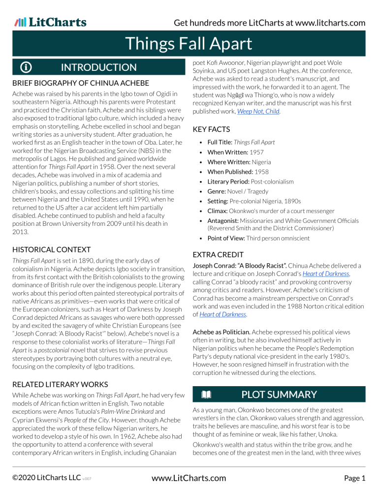 Things Fall Apart Study Guide & Analysis