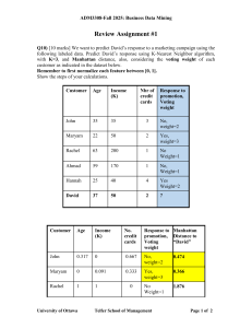 K-Nearest Neighbor Business Data Mining Assignment