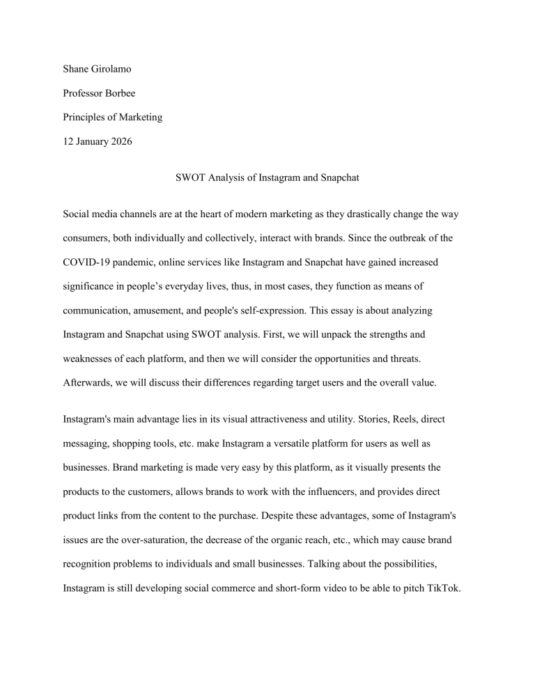 SWOT Analysis of Instagram vs Snapchat Marketing Strategies
